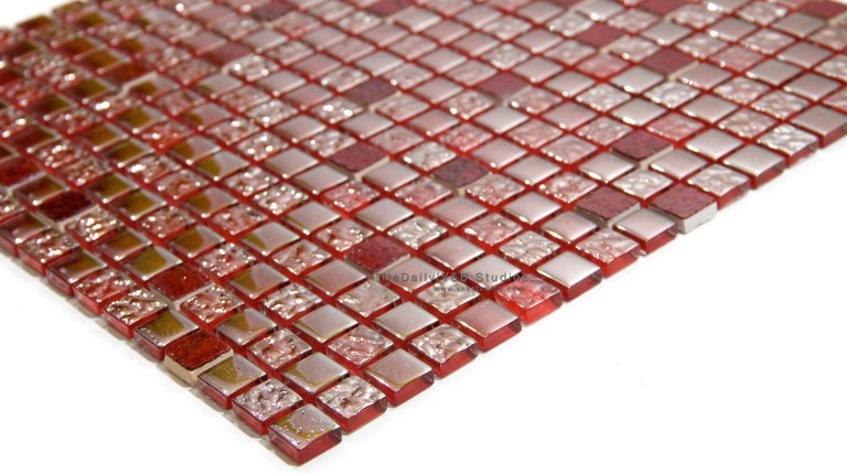 Small Square Wine Red Iridescent Glass Mosaic – tiledaily