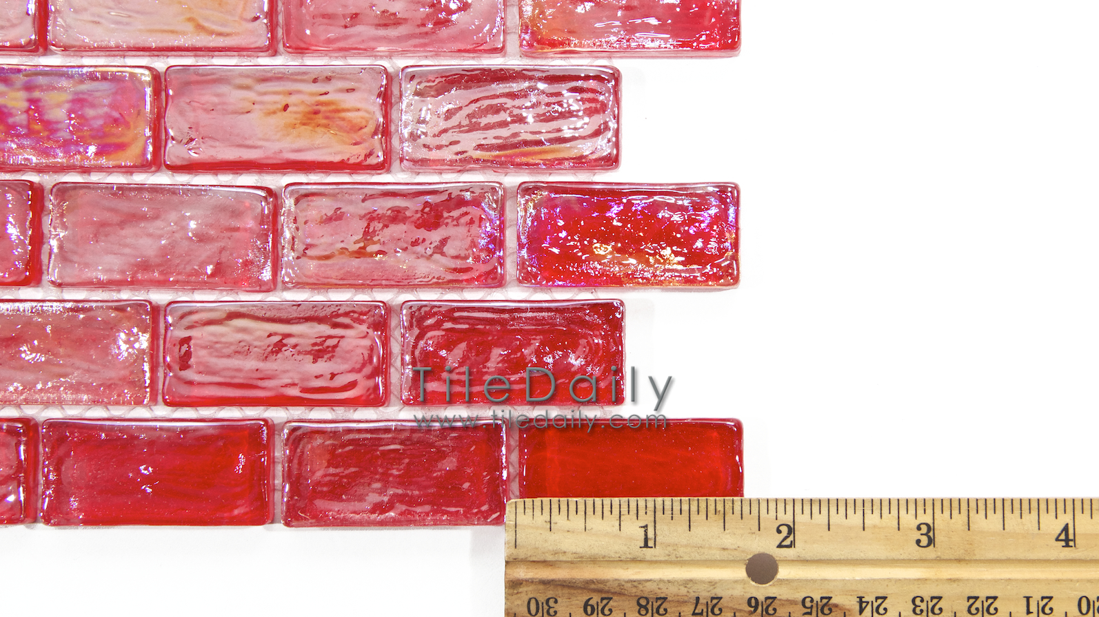 Iridescent Brick Glass Mosaic, Red – tiledaily